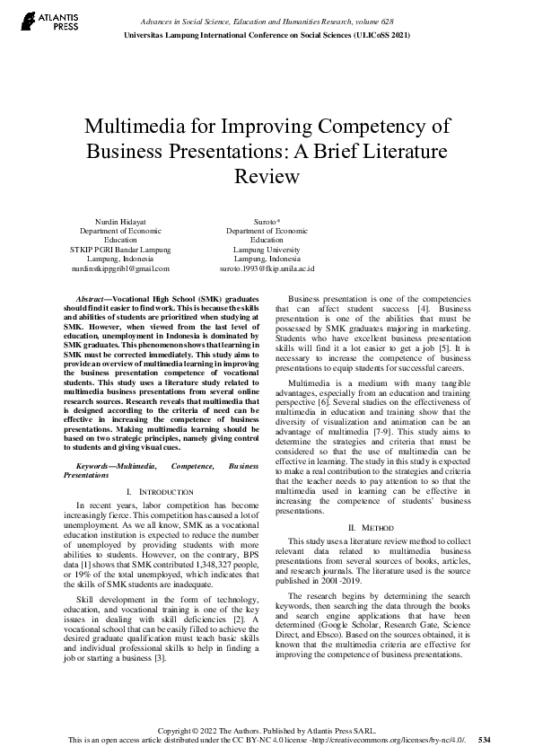 (PDF) Multimedia for Improving Competency of Business Presentations: A ...