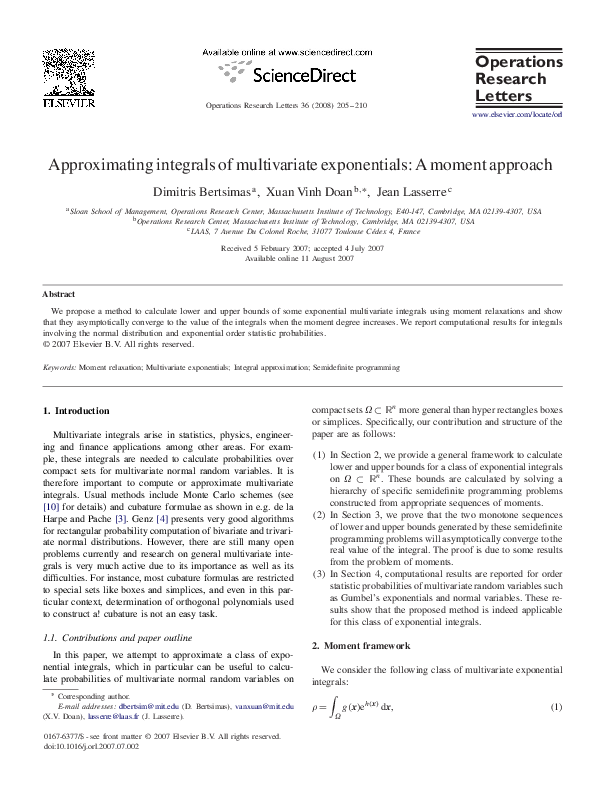 Pdf Approximating Integrals Of Multivariate Exponentials A Moment Approach