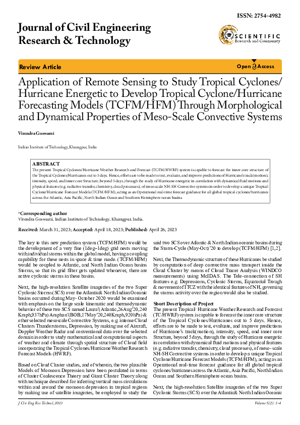 (PDF) Application of Remote Sensing to Study Tropical Cyclones ...