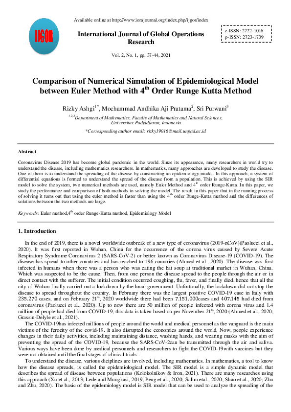 (PDF) Comparison of Numerical Simulation of Epidemiological Model ...