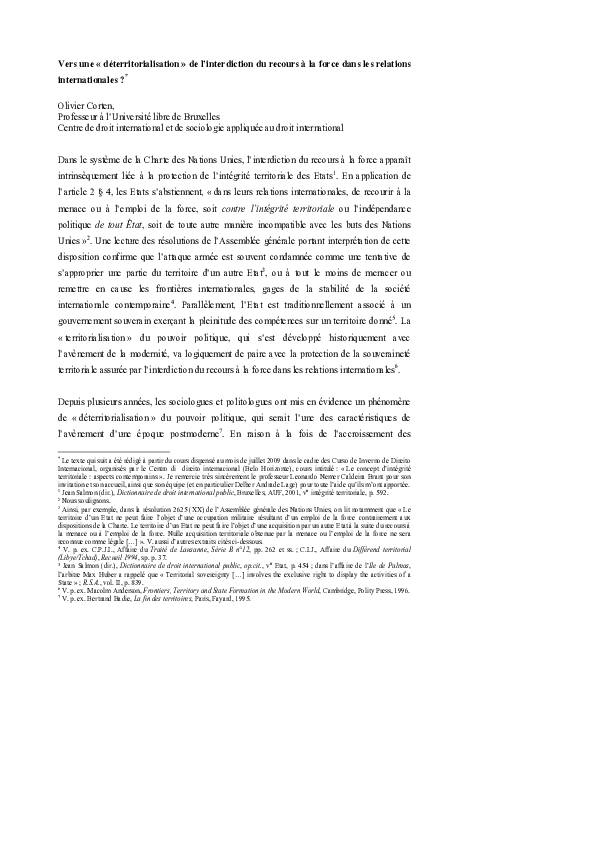 (PDF) Vers une déterritorialisation de l’interdiction du recours à la ...