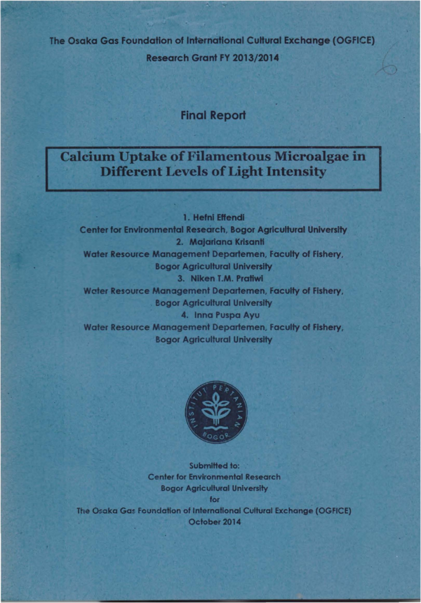 (PDF) Calcium Uptake of Filamentolus Microalgae in Different Levels of ...