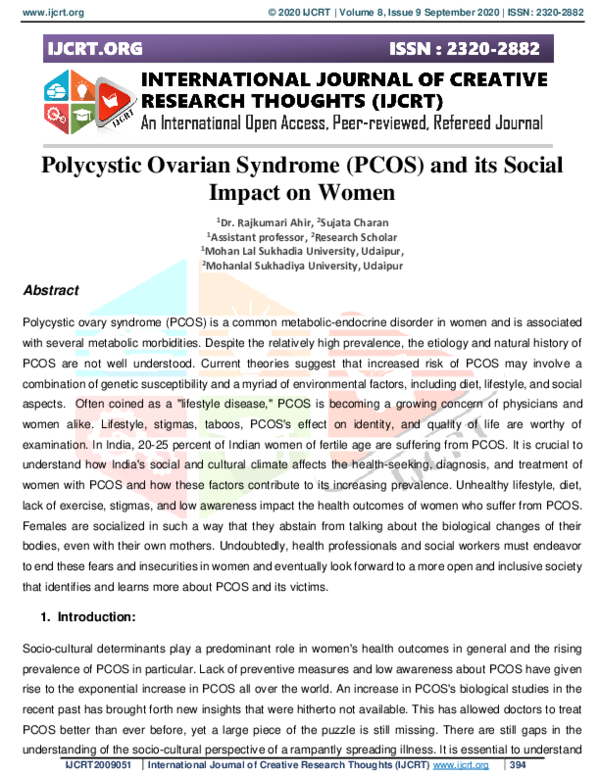 (PDF) Polycystic Ovarian Syndrome (PCOS) and its Social Impact on Women