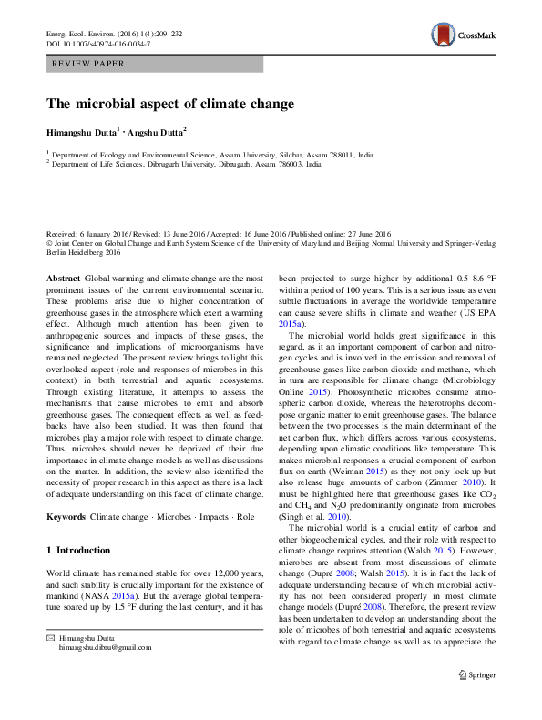 (PDF) The microbial aspect of climate change