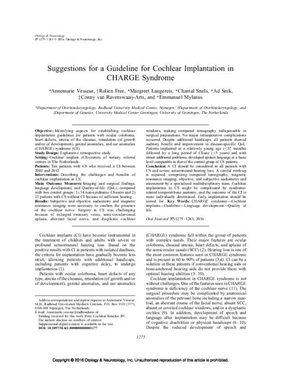 (PDF) Suggestions for a Guideline for Cochlear Implantation in CHARGE ...