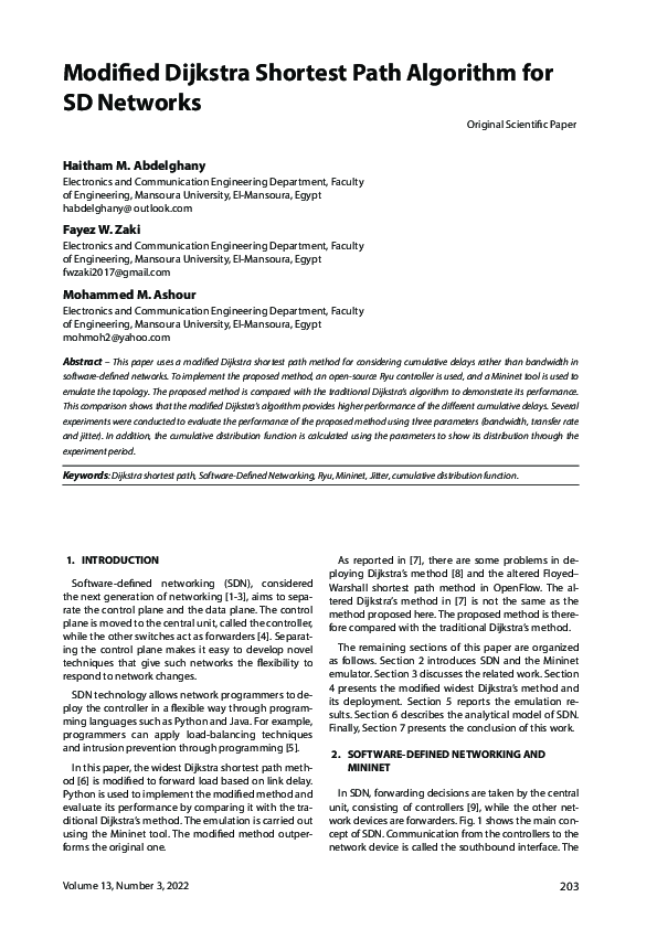 Pdf Modified Dijkstra Shortest Path Algorithm For Sd Networks 4913