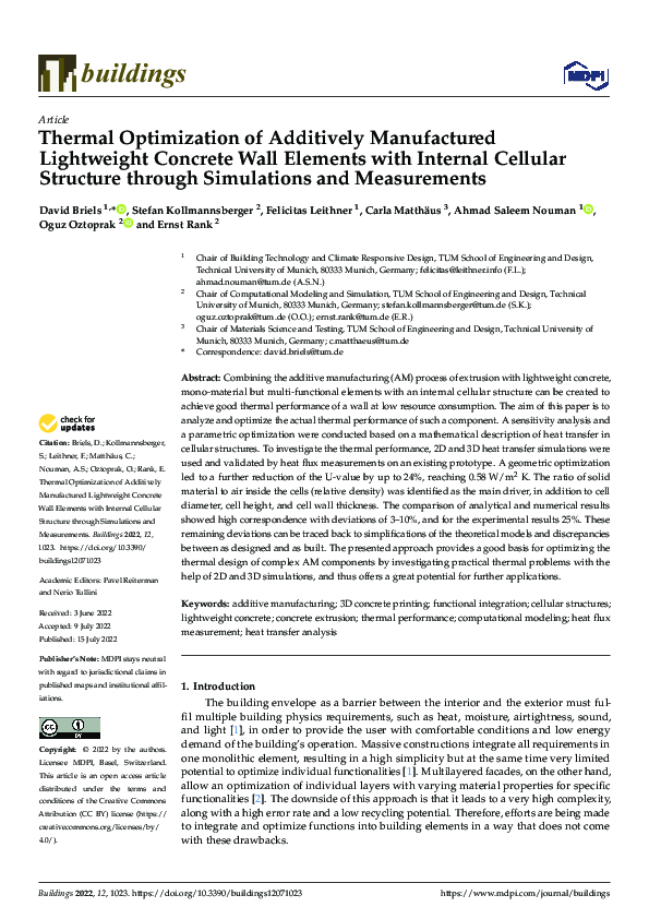 (PDF) Thermal Optimization of Additively Manufactured Lightweight Concrete Wall Elements with ...