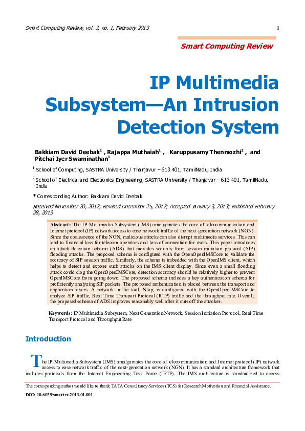 (PDF) IP Multimedia Subsystem?An Intrusion Detection Systeme