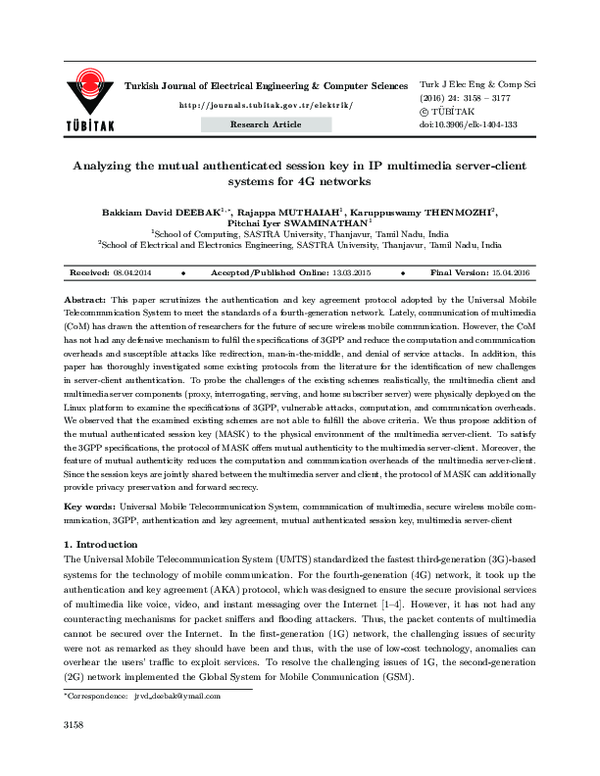 (PDF) Analyzing the mutual authenticated session key in IP multimedia server-client systems for ...