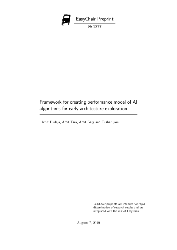 Pdf Framework For Creating Performance Model Of Ai Algorithms For Early Architecture Exploration