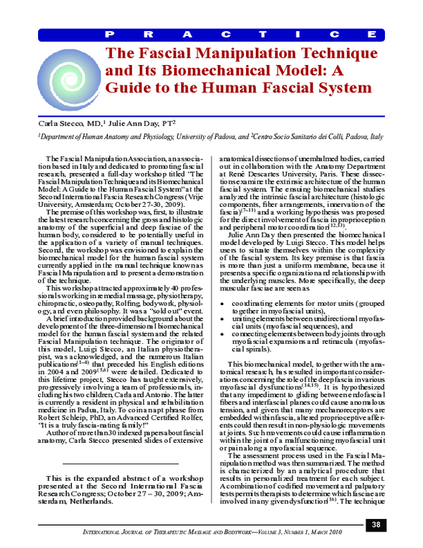 (PDF) The Fascial Manipulation Technique and Its Biomedical Model: A ...