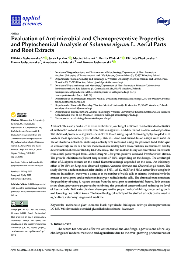 (PDF) Evaluation of Antimicrobial and Chemopreventive Properties and Phytochemical Analysis of ...