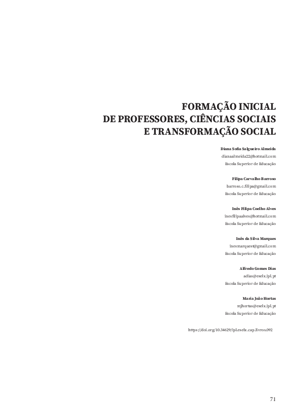 (PDF) Formação inicial de professores, ciências sociais e transformação ...