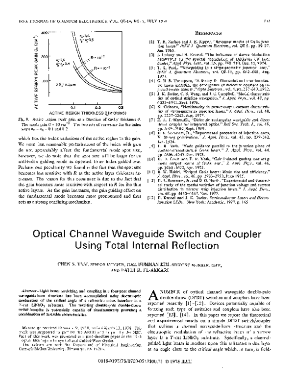 (PDF) Optical channel waveguide switch and coupler using total internal ...