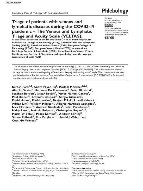(PDF) Triage of patients with venous and lymphatic diseases during the ...