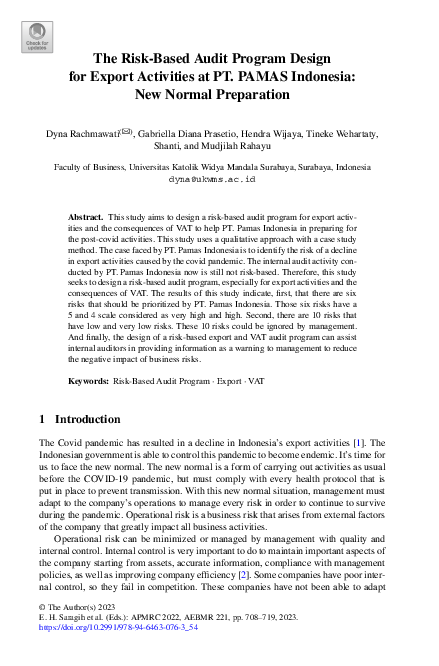 (PDF) The Risk-Based Audit Program Design for Export Activities at PT ...