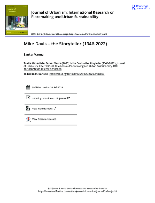 (PDF) Mike Davis – the Storyteller (1946-2022)