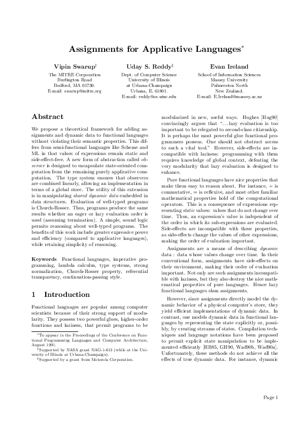 (PDF) Assignments for Applicative Languages | Uday Kiran Reddy - Academia.edu