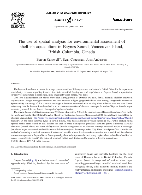 (PDF) The use of spatial analysis for environmental assessment of ...