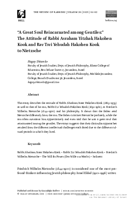 (PDF) “A Great Soul Reincarnated among Gentiles:” The Attitude of Rabbi ...