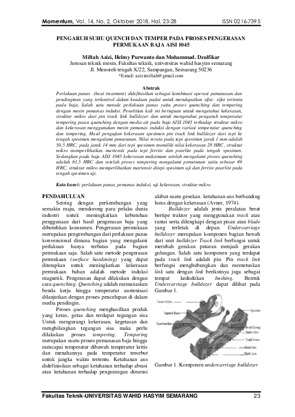 (PDF) Pengaruh Suhu Quench Dan Temper Pada Proses Pengerasan Permukaan ...