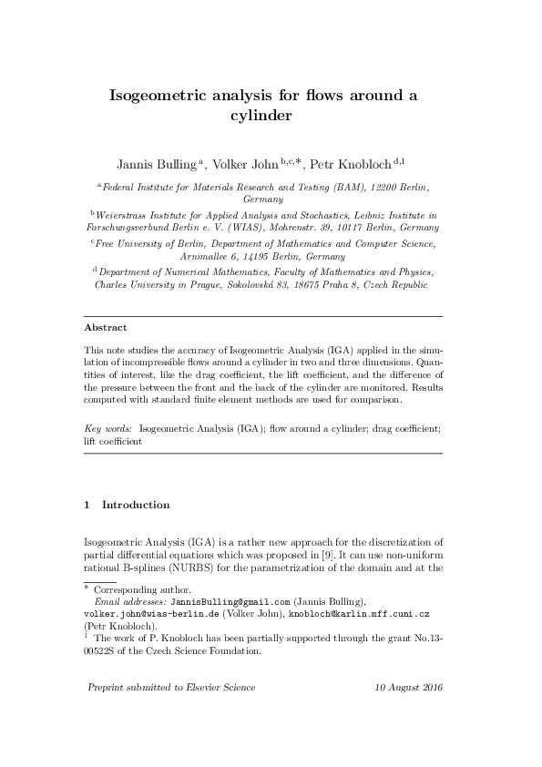 (PDF) Isogeometric analysis for flows around a cylinder