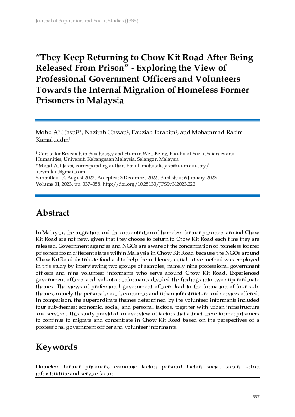 (PDF) “They Keep Returning to Chow Kit Road After Being Released From ...