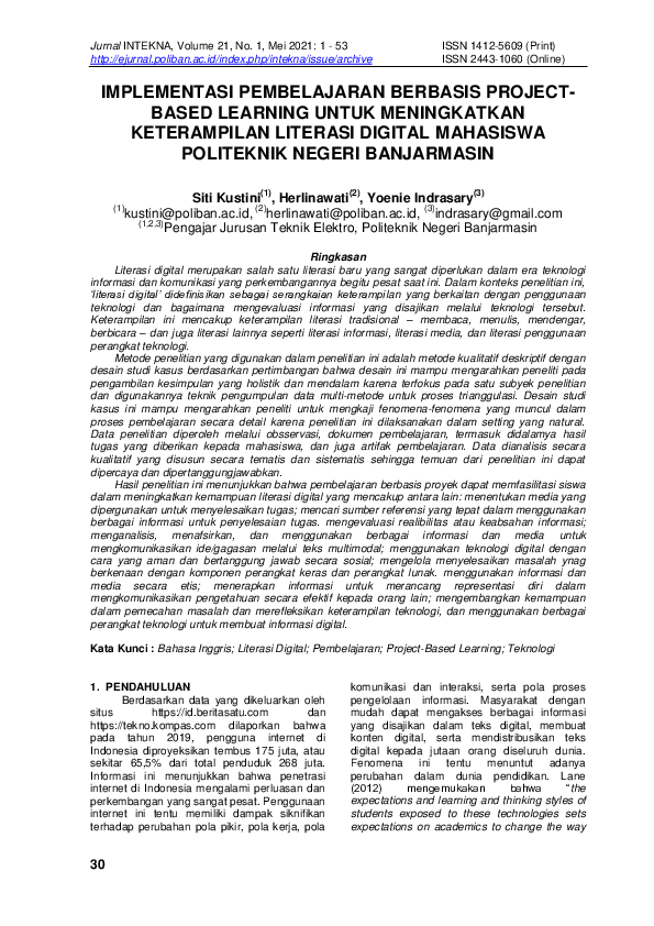 (PDF) Implementasi Pembelajaran Berbasis Project-Based Learning Untuk Meningkatkan Keterampilan ...