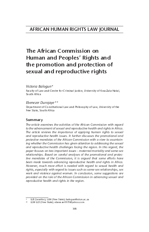 (PDF) The African Commission on Human and Peoples’ Rights and the ...