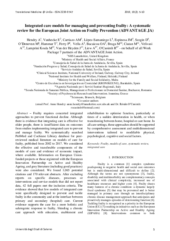 (PDF) Integrated Care Models for Managing and Preventing Frailty: A ...