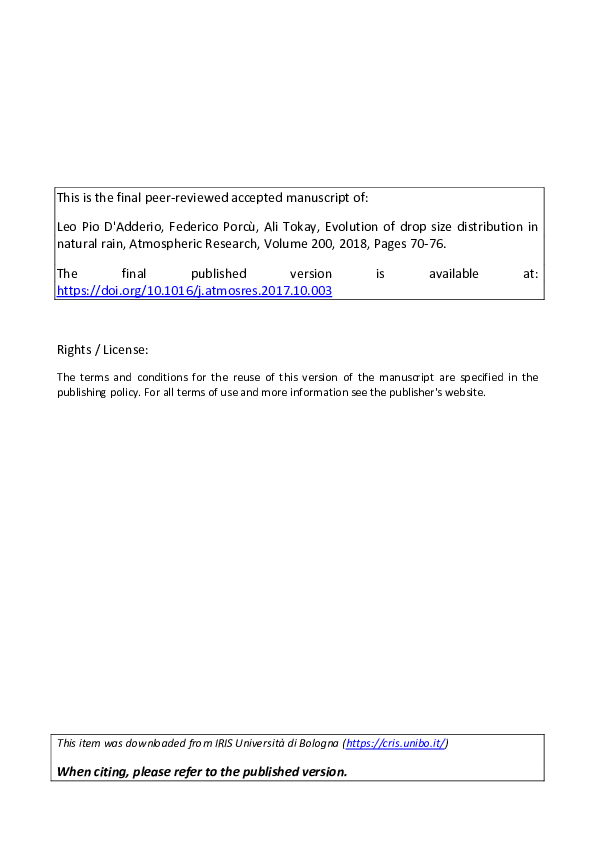 (PDF) Evolution of drop size distribution in natural rain
