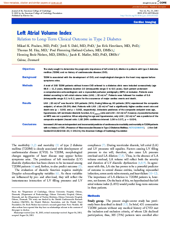 Pdf Left Atrial Volume Index