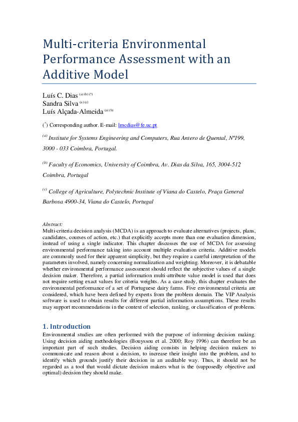 (PDF) Multi-criteria environmental performance assessment with an ...