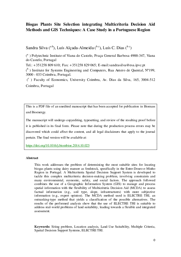 (PDF) Biogas plants site selection integrating Multicriteria Decision ...