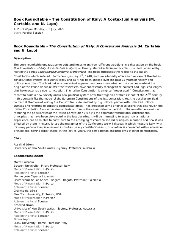 (PDF) Book Roundtable -The Constitution of Italy: A Contextual Analysis ...