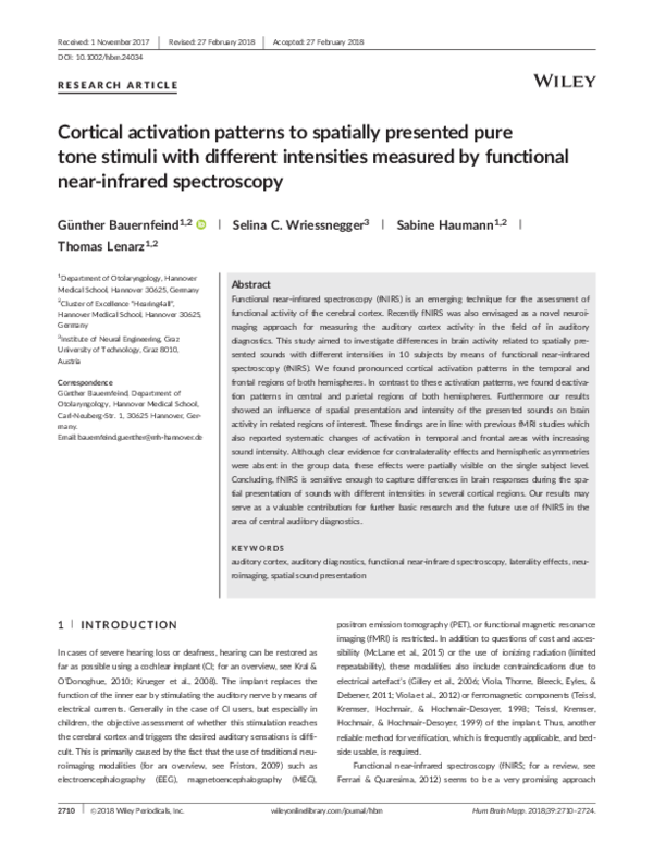 (PDF) Cortical activation patterns to spatially presented pure tone stimuli with different ...