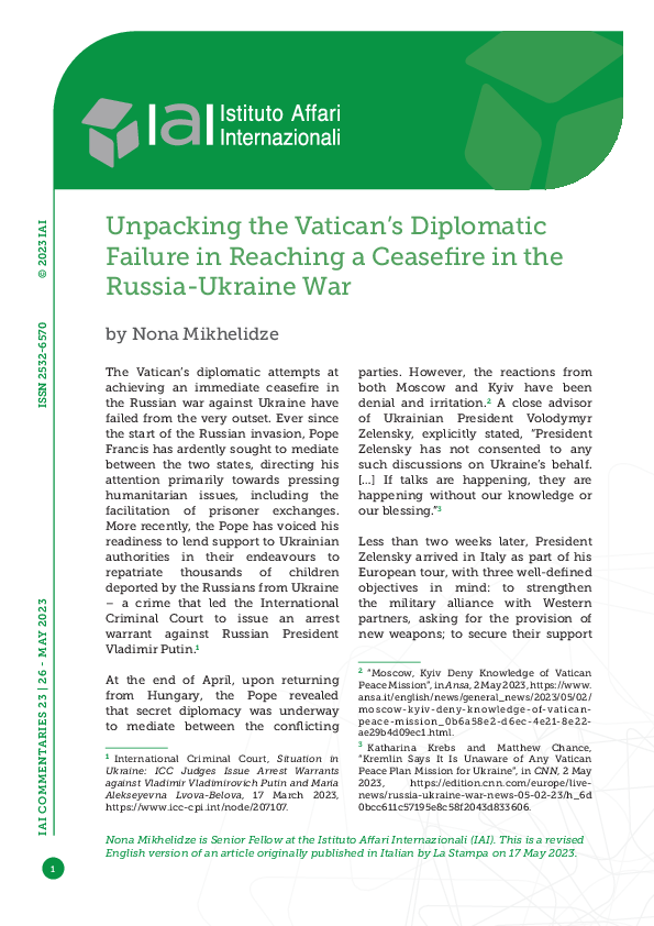 (PDF) Unpacking the Vatican’s Diplomatic Failure in Reaching a ...