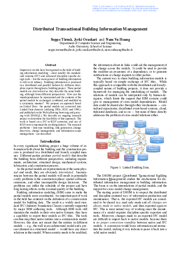 (PDF) Distributed transactional building information management