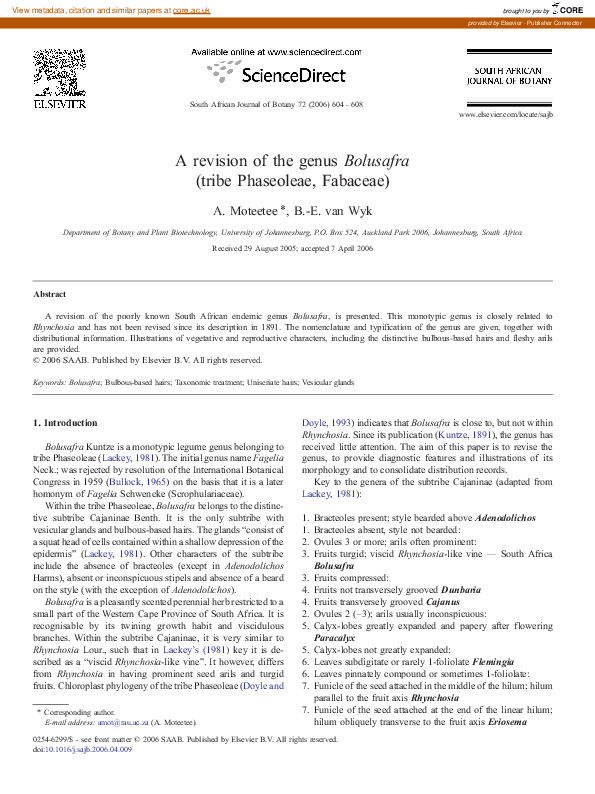 (PDF) A revision of the genus Bolusafra (tribe Phaseoleae, Fabaceae)