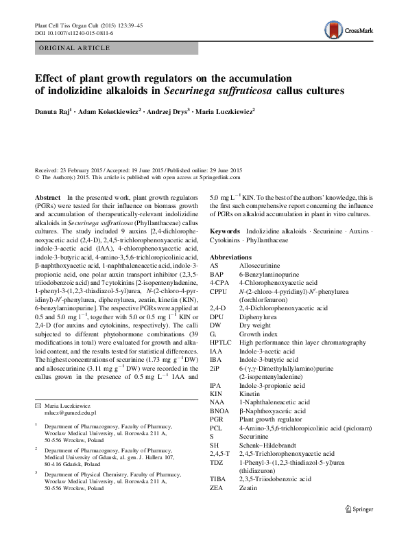 (PDF) Effect of plant growth regulators on the accumulation of ...