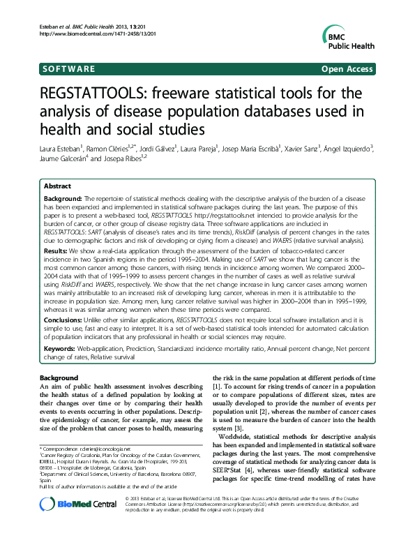 (PDF) REGSTATTOOLS: freeware statistical tools for the analysis of ...