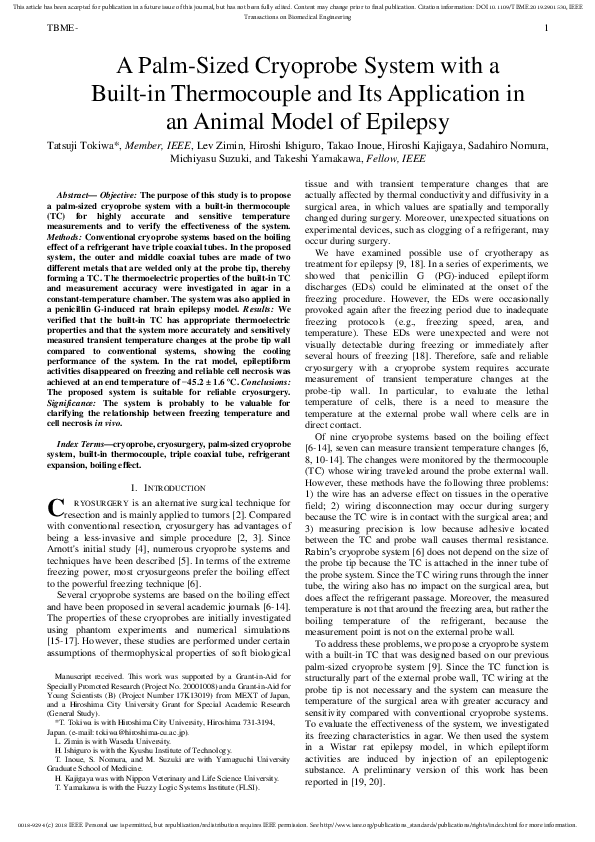 (PDF) A Palm-Sized Cryoprobe System With a Built-In Thermocouple and ...