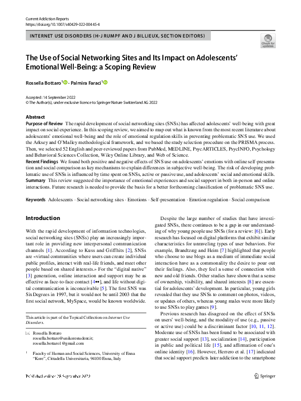 (PDF) The Use of Social Networking Sites and Its Impact on Adolescents ...