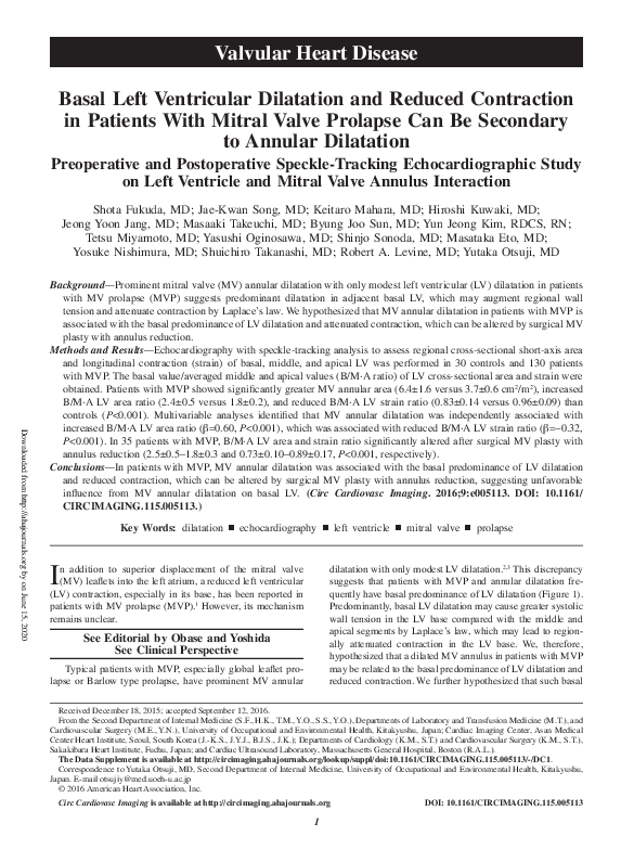 (PDF) Basal Left Ventricular Dilatation and Reduced Contraction in ...