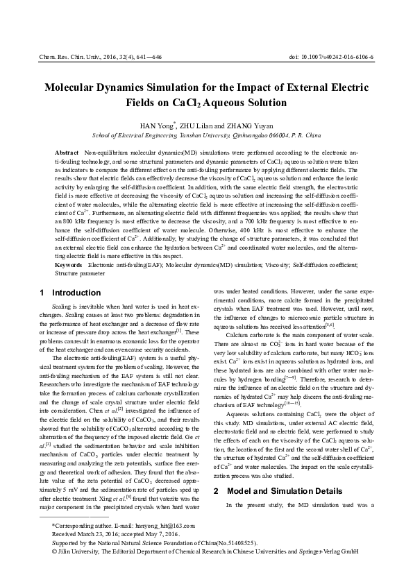 Pdf Molecular Dynamics Simulation For The Impact Of External Electric