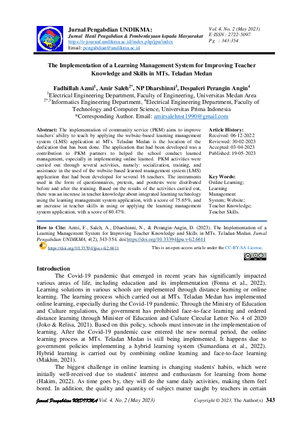 (PDF) The Implementation of a Learning Management System for Improving Teacher Knowledge and ...