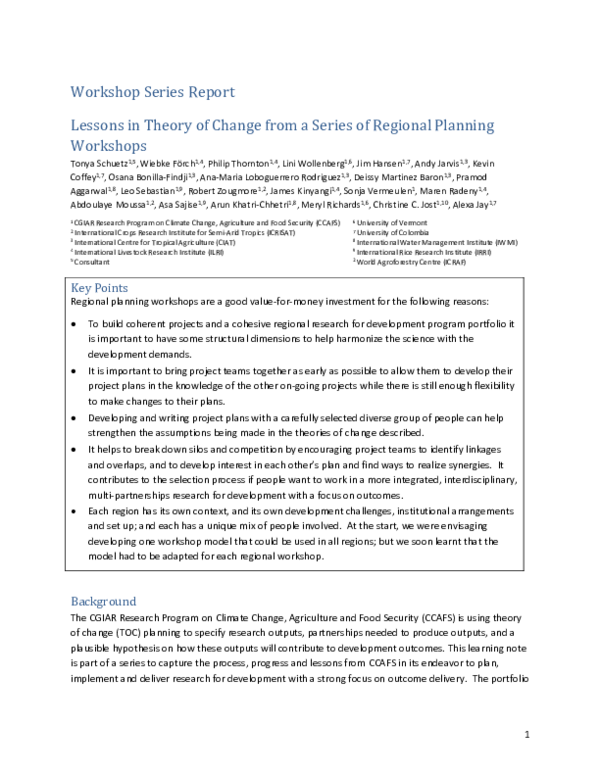 (PDF) Workshop Series Report Lessons in Theory of Change from a Series ...