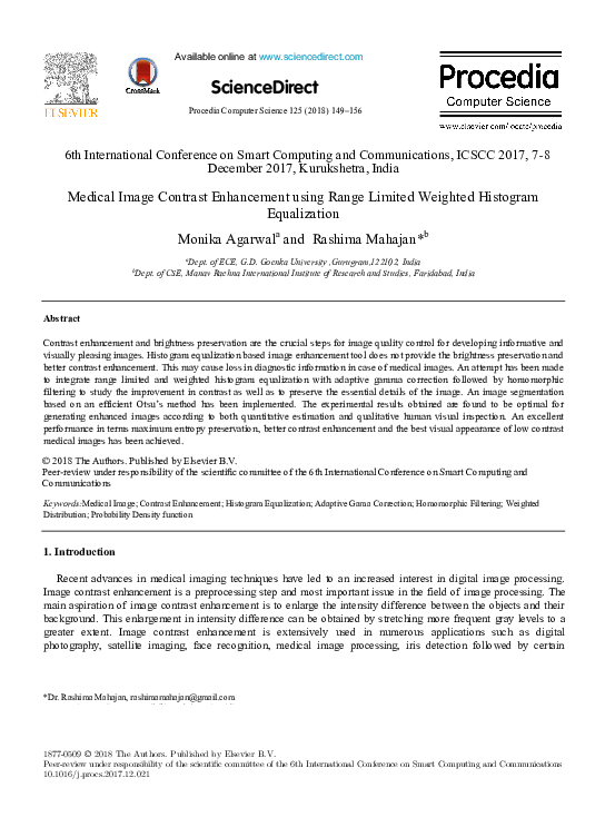 (PDF) Medical Image Contrast Enhancement using Range Limited Weighted Histogram Equalization ...