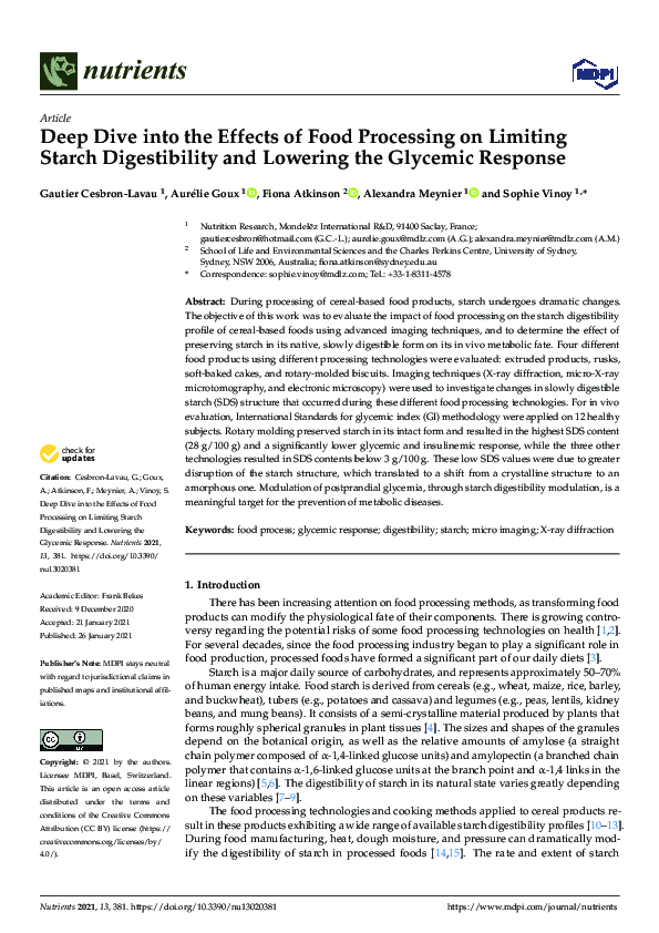 (PDF) Deep Dive Into the Effects of Food Processing on Limiting Starch ...