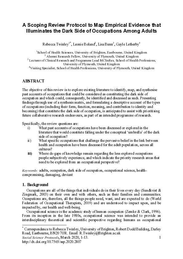 (PDF) A Scoping Review Protocol to Map Empirical Evidence that ...